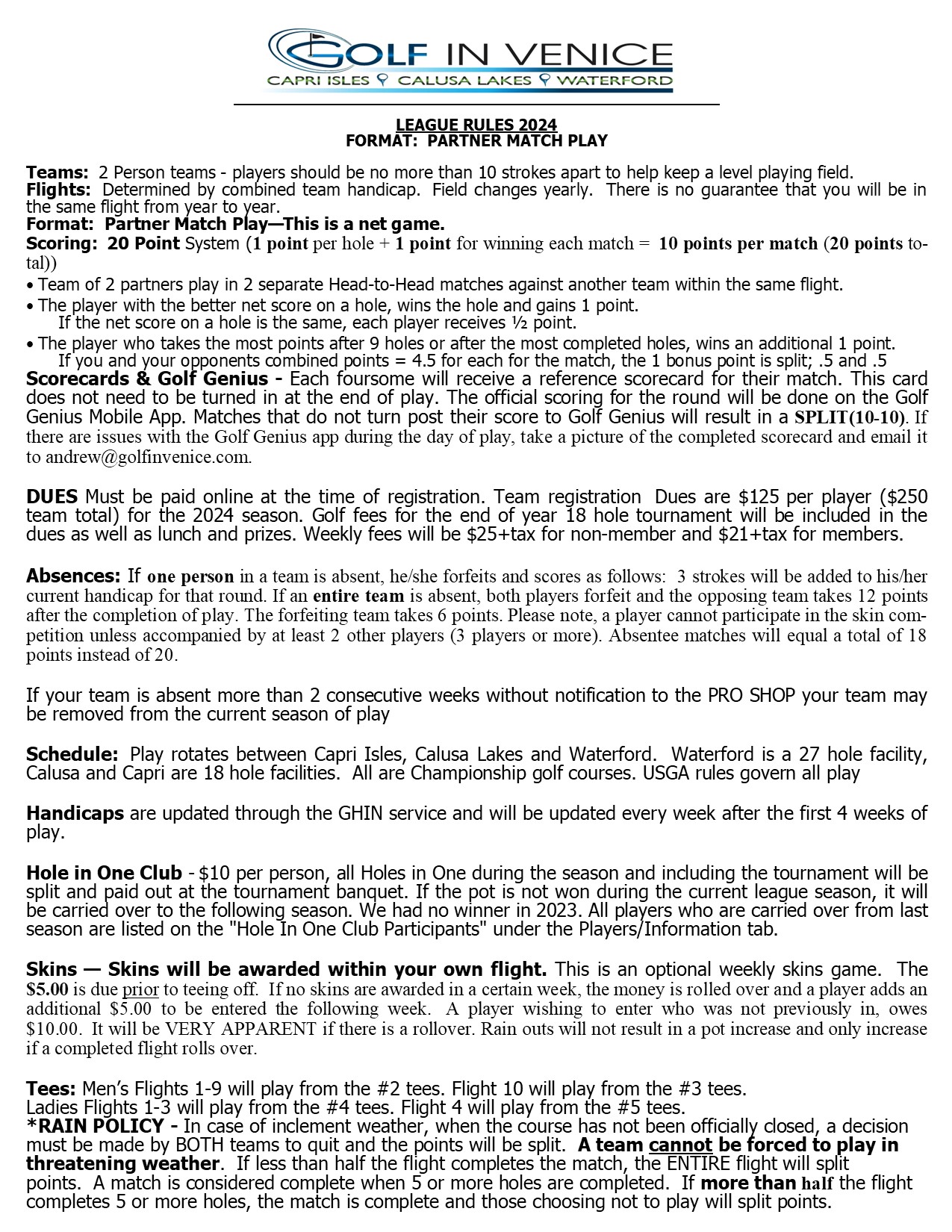 Wednesday Night Golf League 2024